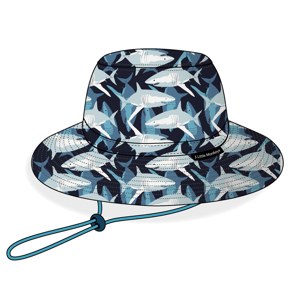 Wide Brim Summer Bucket Hat - Shark – 3 Little Monkeys